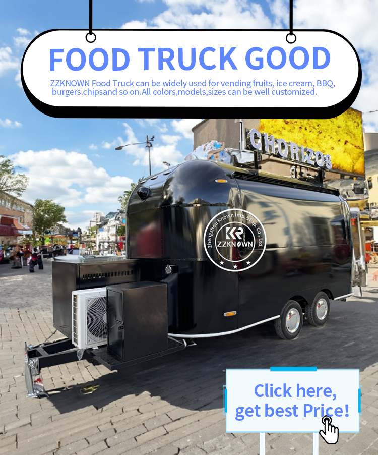KN-QF-400M Black Mobile Food Truck Trailer Stainless Steel Mobile ...